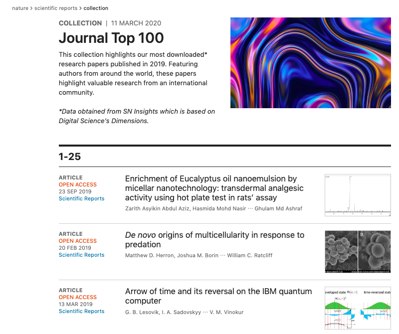 Scientific Reports top 100 – Matthew Herron